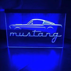 Other | Ford Mustang Led Neon Blue Light Sign 8x12 | Poshmark